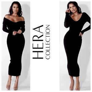 Hera Collection | Dresses | Hera Black Vneck Ribbed Knit Long Sleeve ...